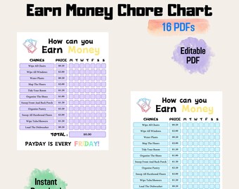 How to Earn Money Chore Chart Printable Editable Responsibility Chart ...