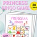 30 Princess Bingo Game | Birthday Bingo Cards for Princess | Birthday ...