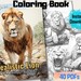 20 Pages Realistic Lion Grayscale Coloring Book, Coloring Pages for All ...