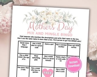 Mothers Day Find the Guest Bingo Ice Breaker Game Mix & Mingle Game ...