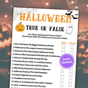 Halloween True or False Game | Printable True or False Quiz | Printable ...