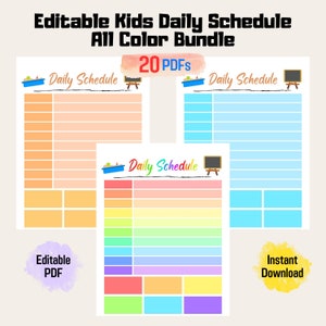 Editable Kids Daily Schedule All Color Bundle the Ultimate ...