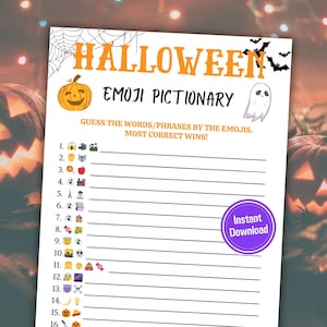 Halloween Emoji Pictionary Game | Halloween Emoji Game | Printable ...