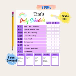 Kids Daily Schedule Cool Color Tone Chores Checklist Daily School ...