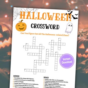 Halloween Crossword Game | Printable Halloween Word Puzzle | Halloween ...