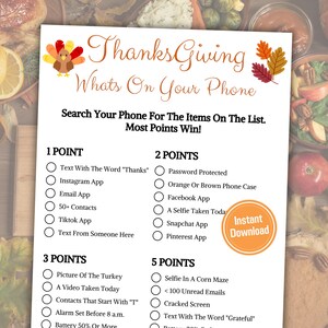Thanksgiving Whats on Your Phone Game | Thanksgiving Party Games ...