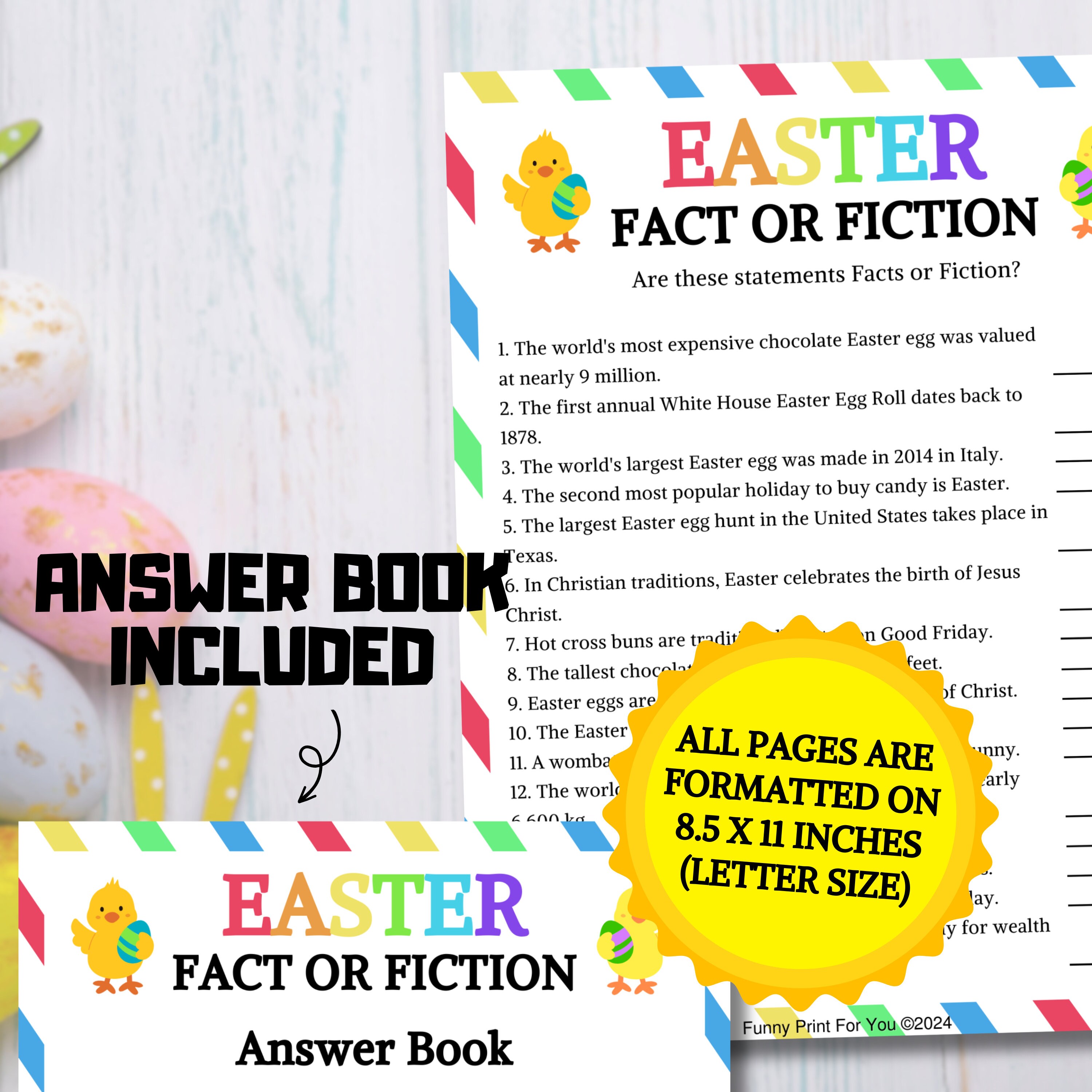 Easter Fact or Fiction Game Easter True of False Game Printable Easter ...