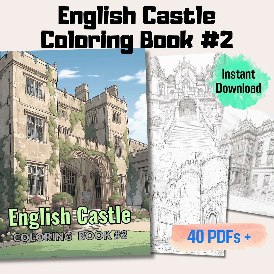 20 Pages English Castle Coloring Book, Journey Through Historic British ...