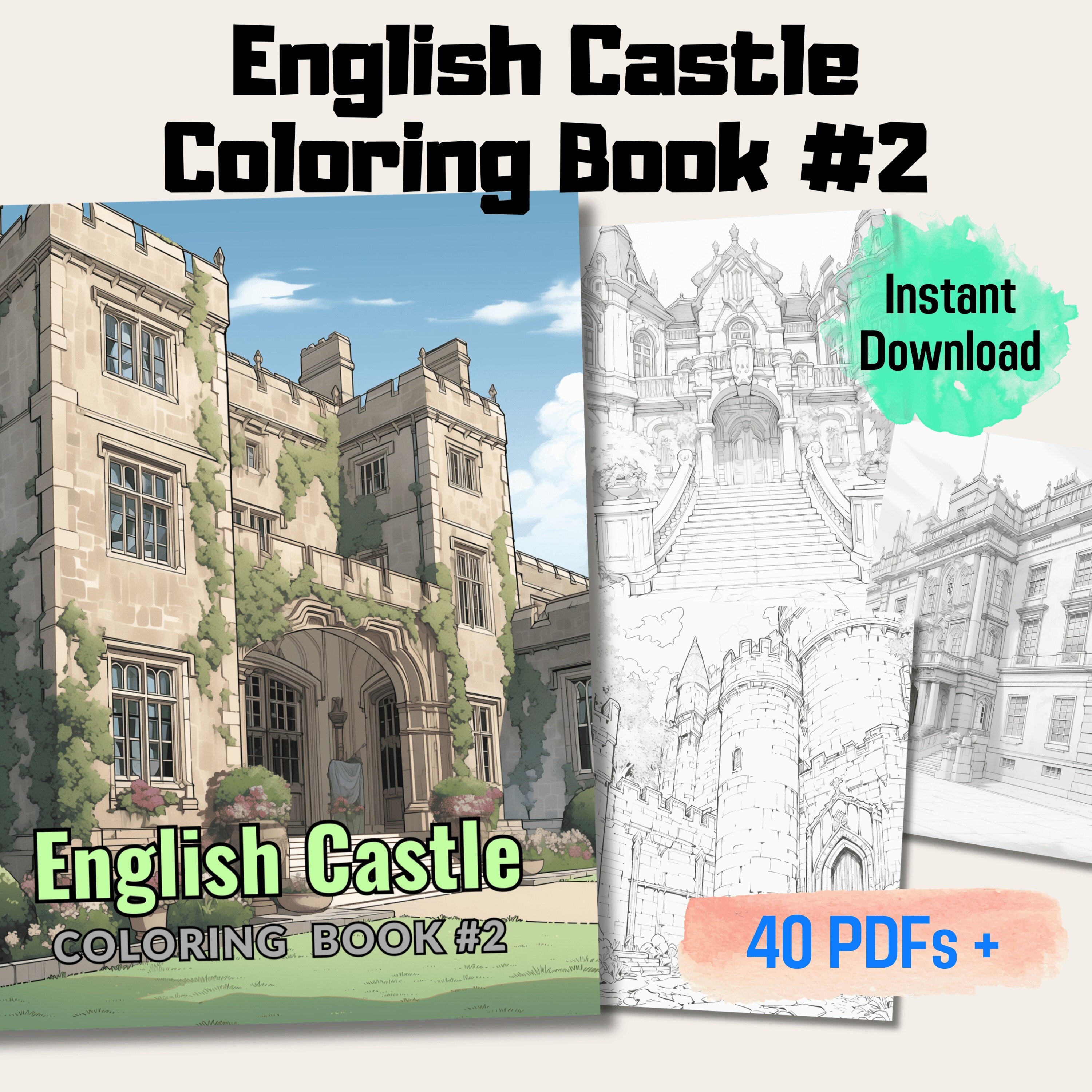 20 Pages English Castle Coloring Book, Journey Through Historic British ...
