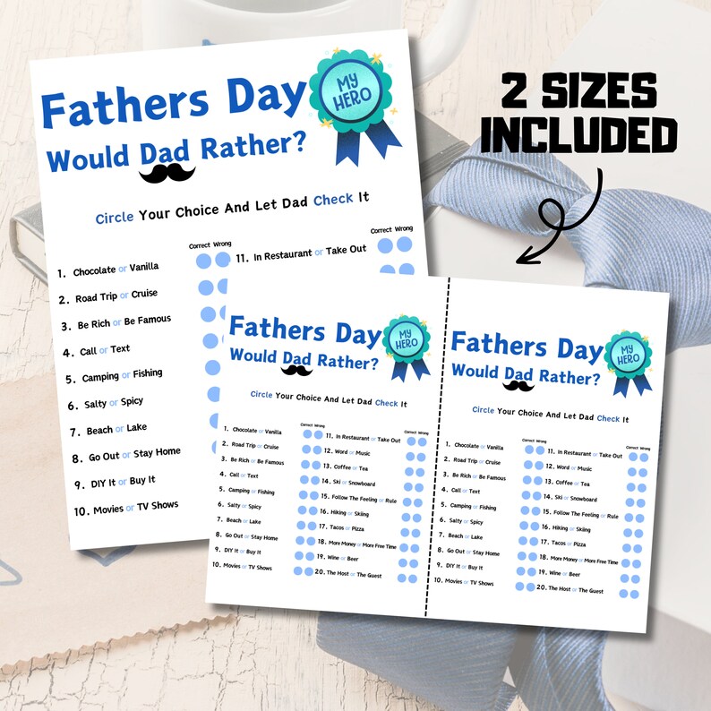 Fathers Day Would Dad Rather Game | Printable Would Dad Rather Game for ...