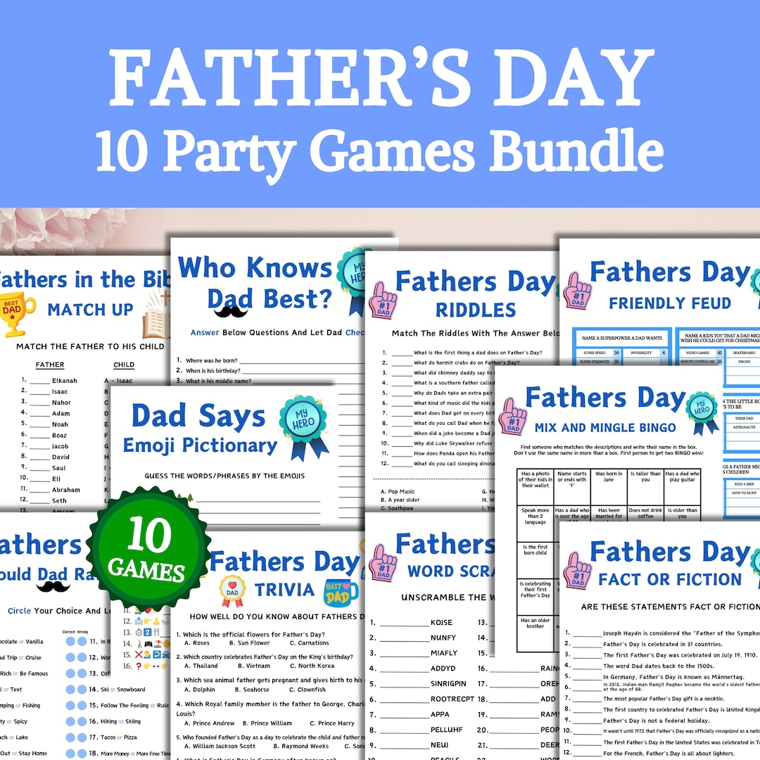 Fathers Day Party Games Bundle | 10 Games BEST Price Bundle | Father ...
