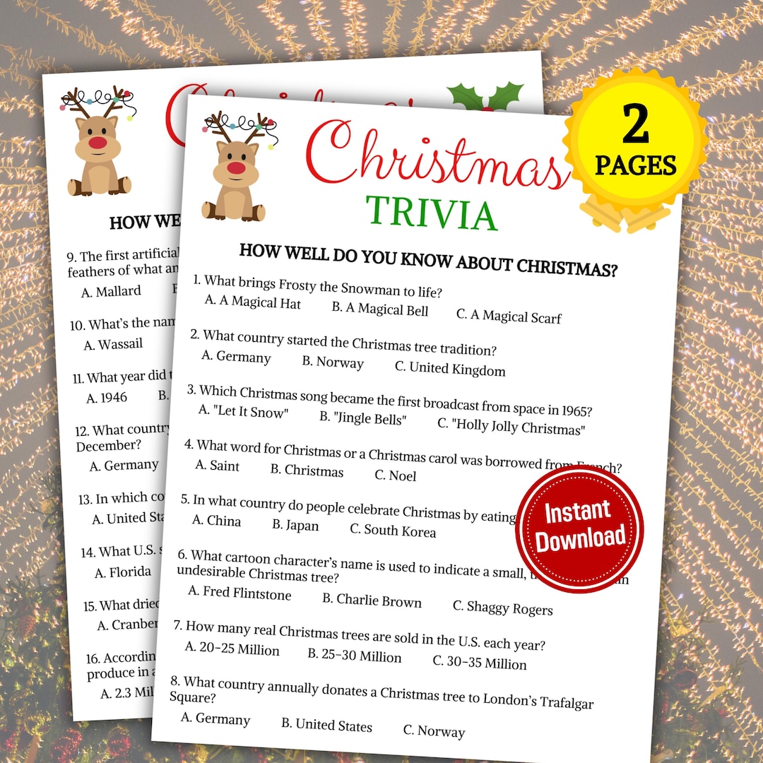 Christmas Trivia Game | Christmas Knowledge Quiz Game | Printable ...