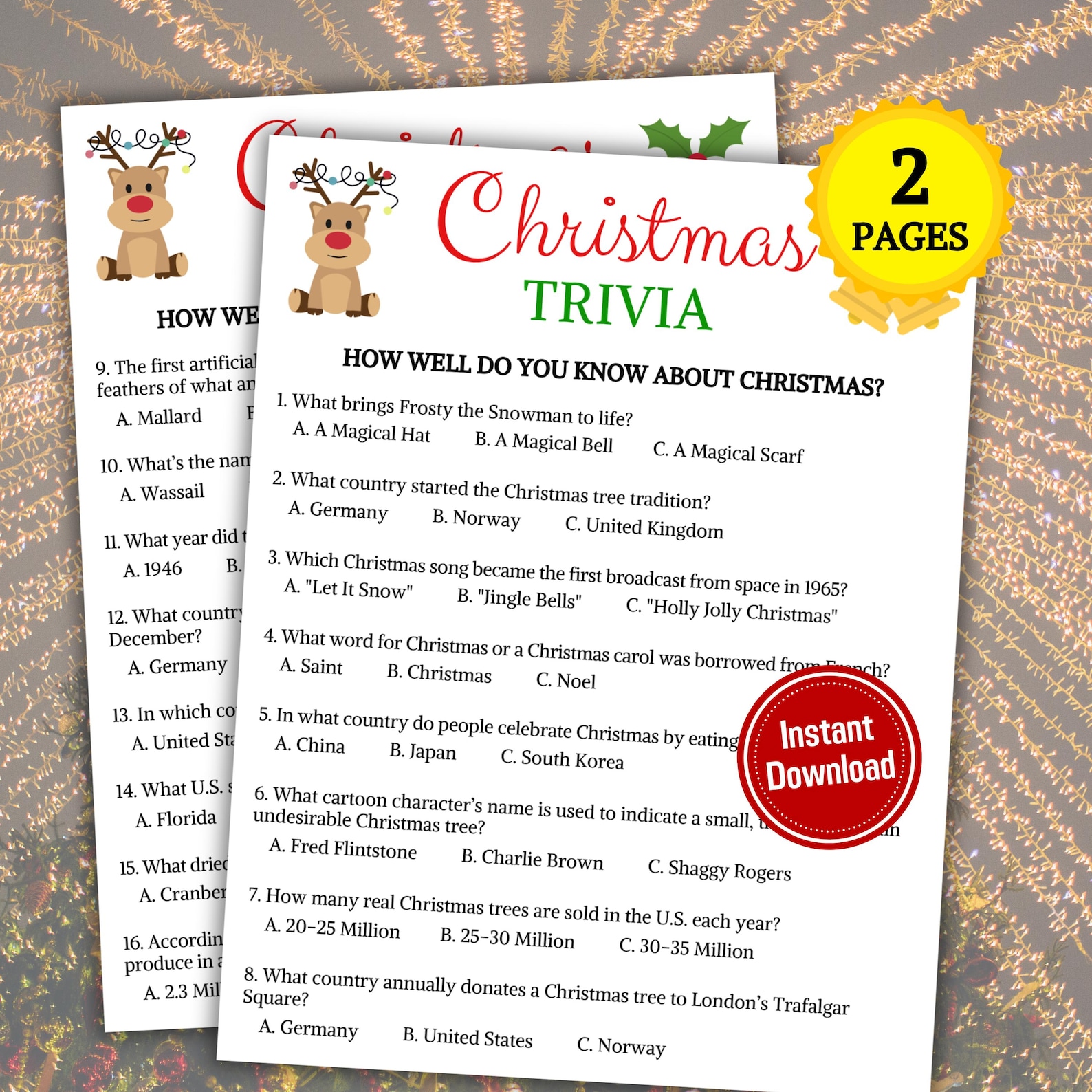 Christmas Trivia Game | Christmas Knowledge Quiz Game | Printable ...