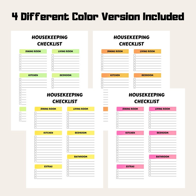 Editable Airbnb Housekeeping Checklist Warm Color Tone Cleaning ...