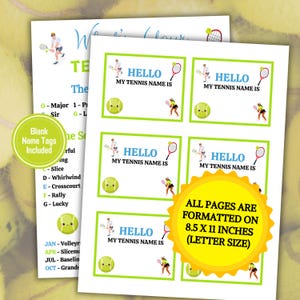 What's Your Tennis Name Game | Printable Tennis Name Generator ...