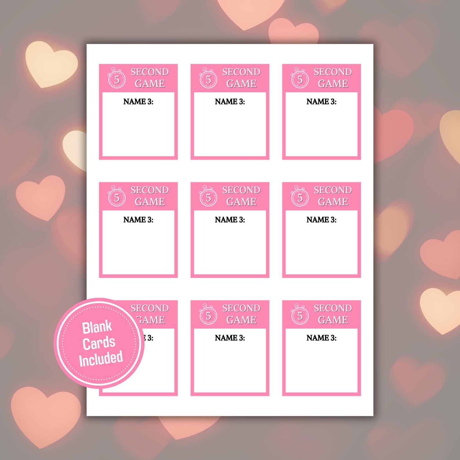 Valentine's 5 Second Game | Printable 5 Sec Valentines Day Game ...