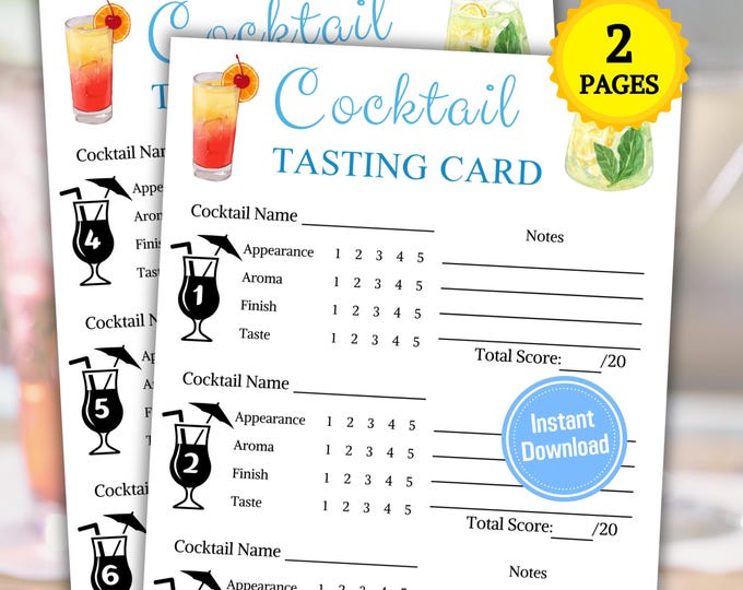 Cocktail Competition Score Card, Instant Download Cocktail Wars - Etsy ...