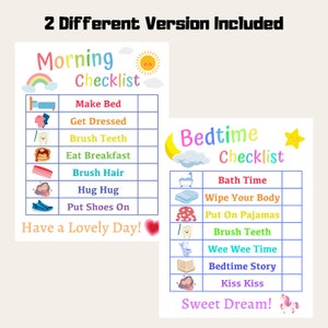 Editable Kids Morning/bedtime Checklist Printable | Printable Kid ...