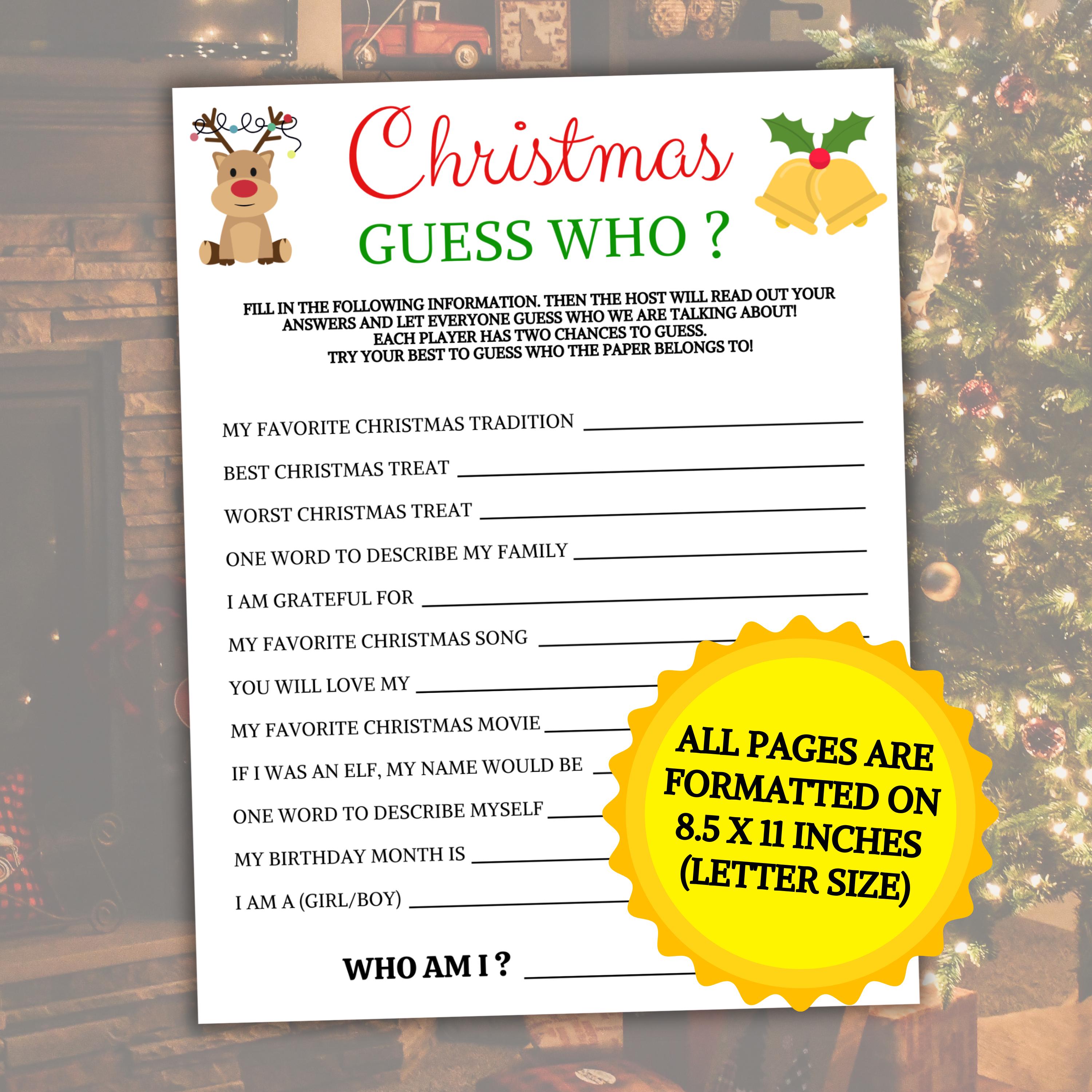 Christmas Guess Who Game | Christmas Who Am I Game | Printable ...