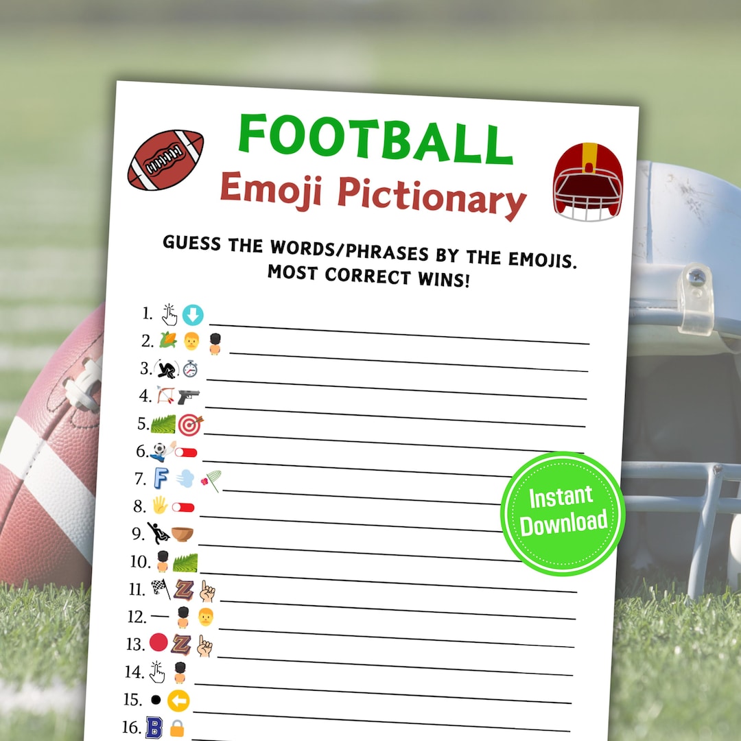 Football Emoji Pictionary Game | Printable American Football Emoji Game ...