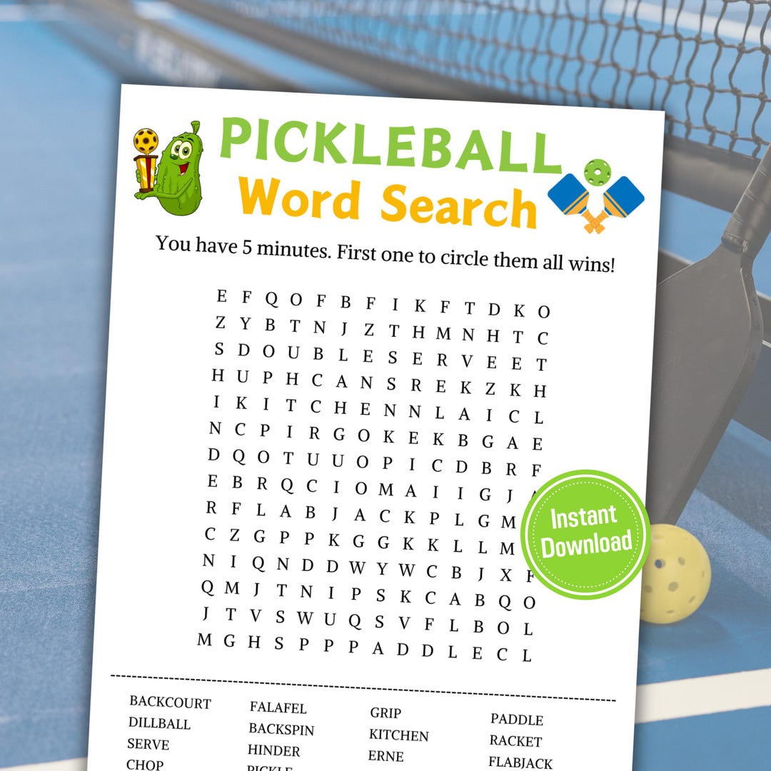 Pickleball Word Search Game | Pickleball Word Find Game | Pickleball ...