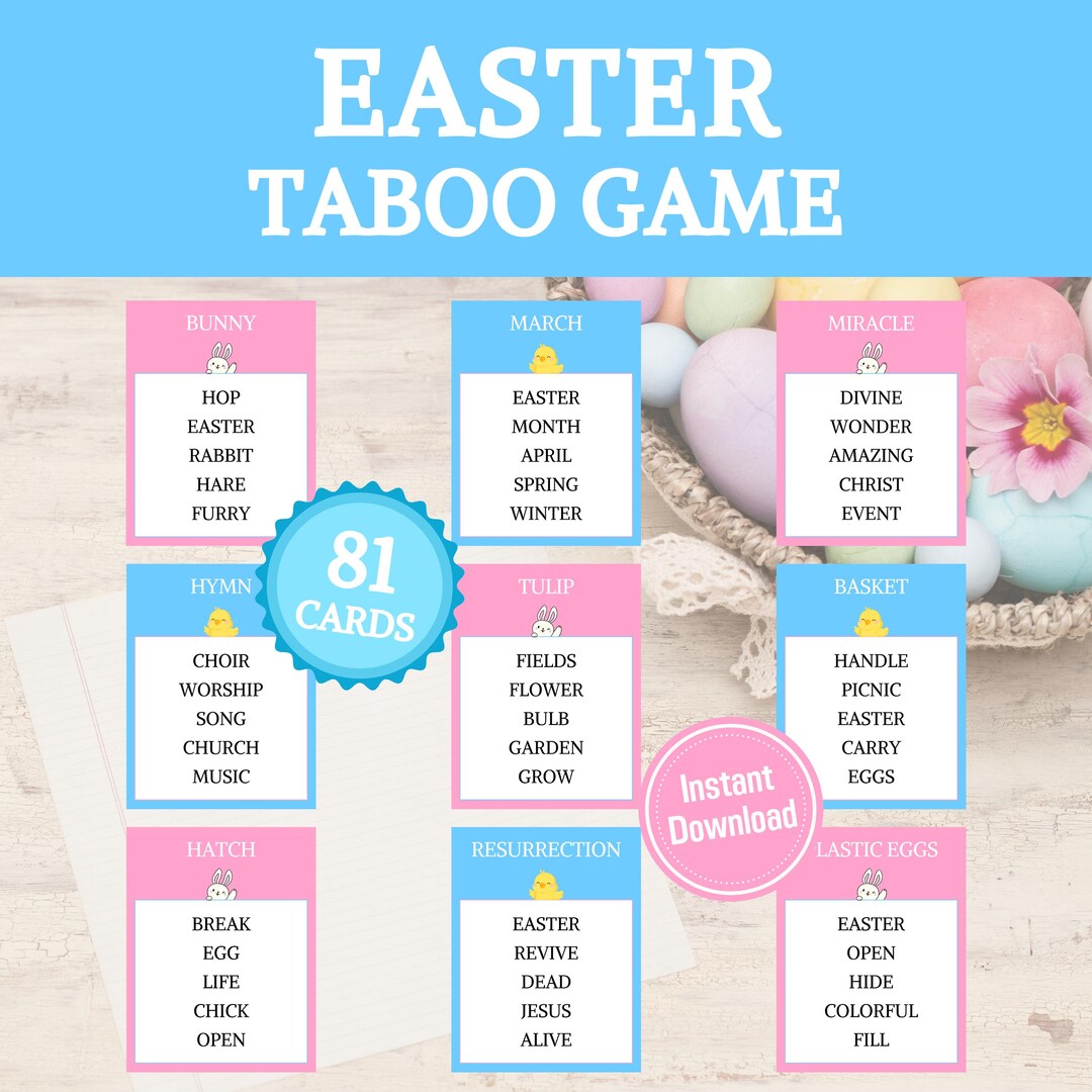 Easter Taboo Game | Printable Easter Party Forbidden Words Game ...