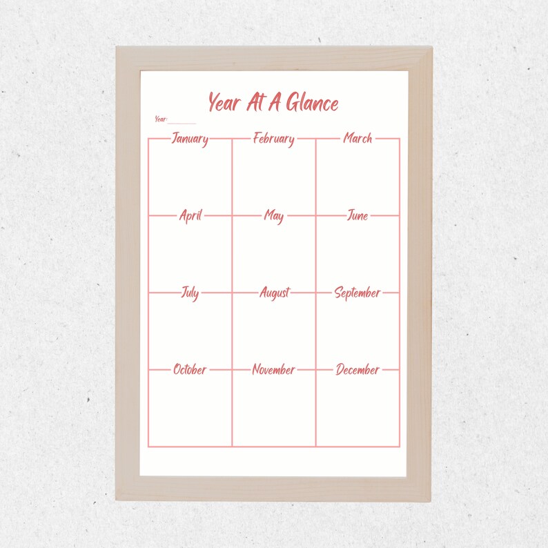 Editable Year at a Glance Planner Warm Color Tone, Yearly Overview ...