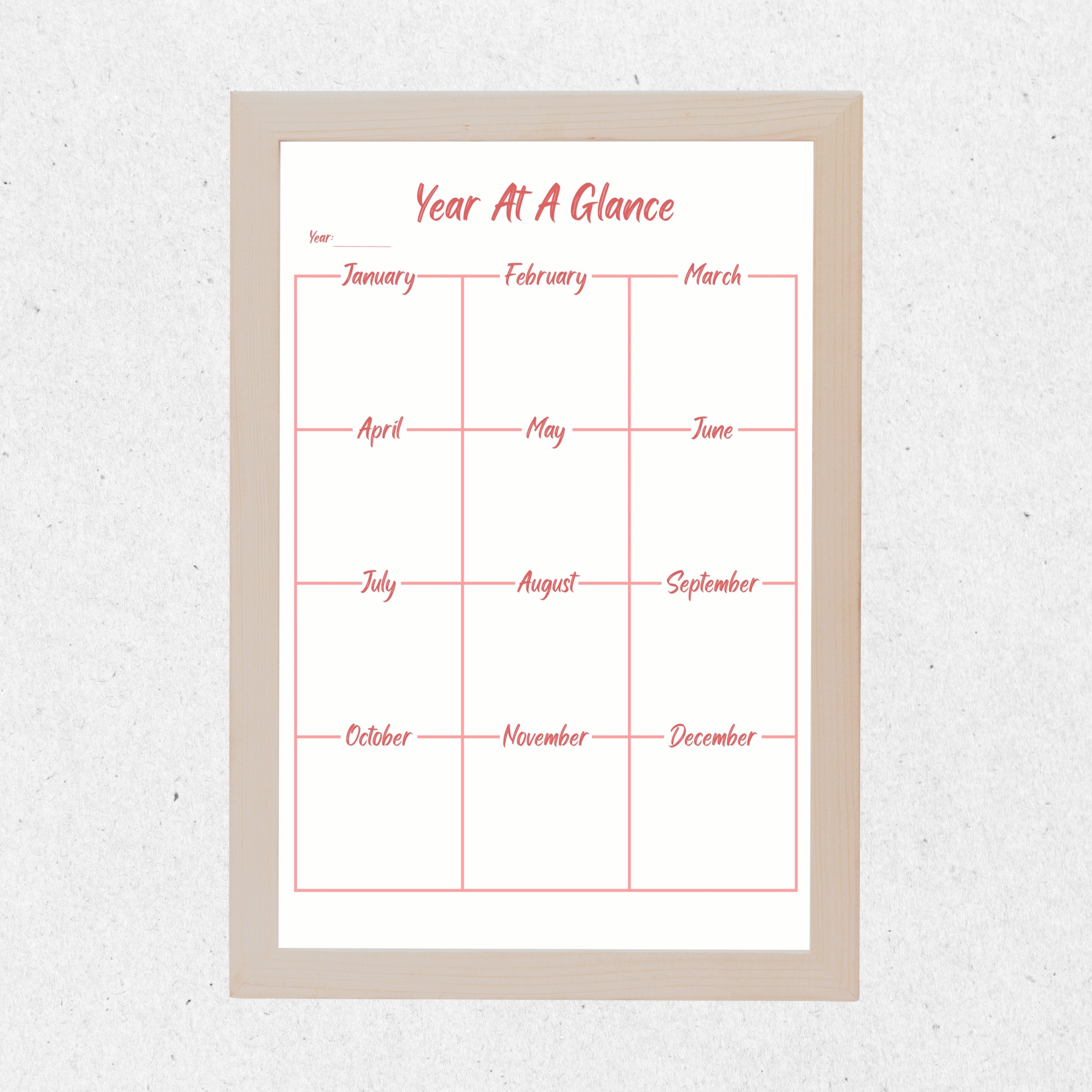 Editable Year at a Glance Planner Warm Color Tone, Yearly Overview ...