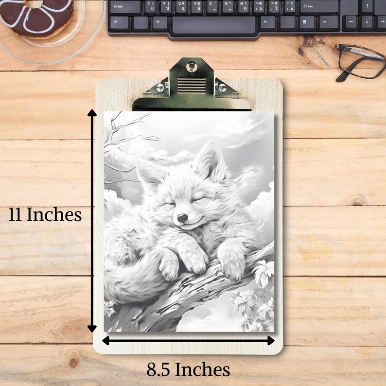 20 Realistic Fox Grayscale Coloring Book, 20 Pages for Adults and Kids ...