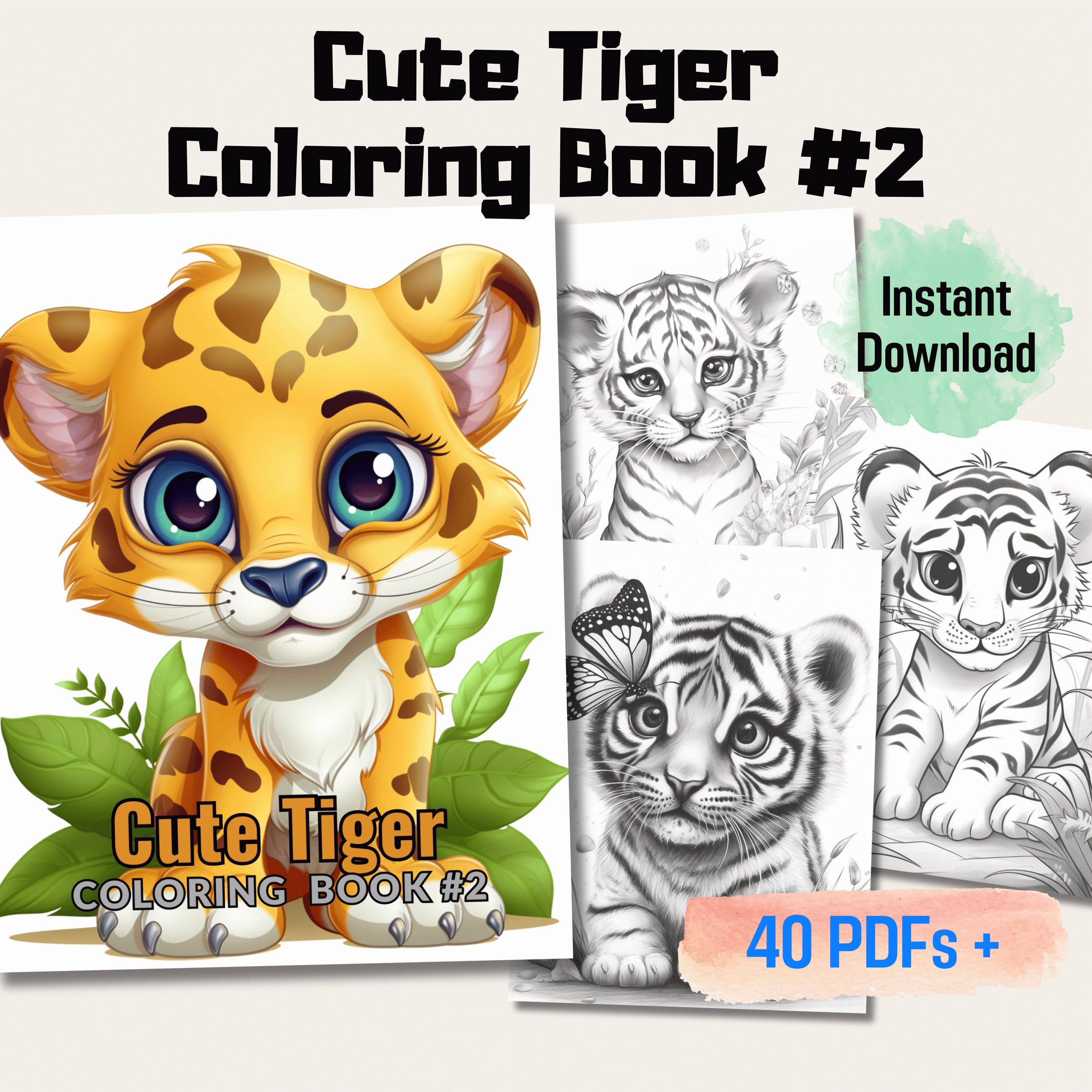 Cute Cartoon Tigers Coloring Pages