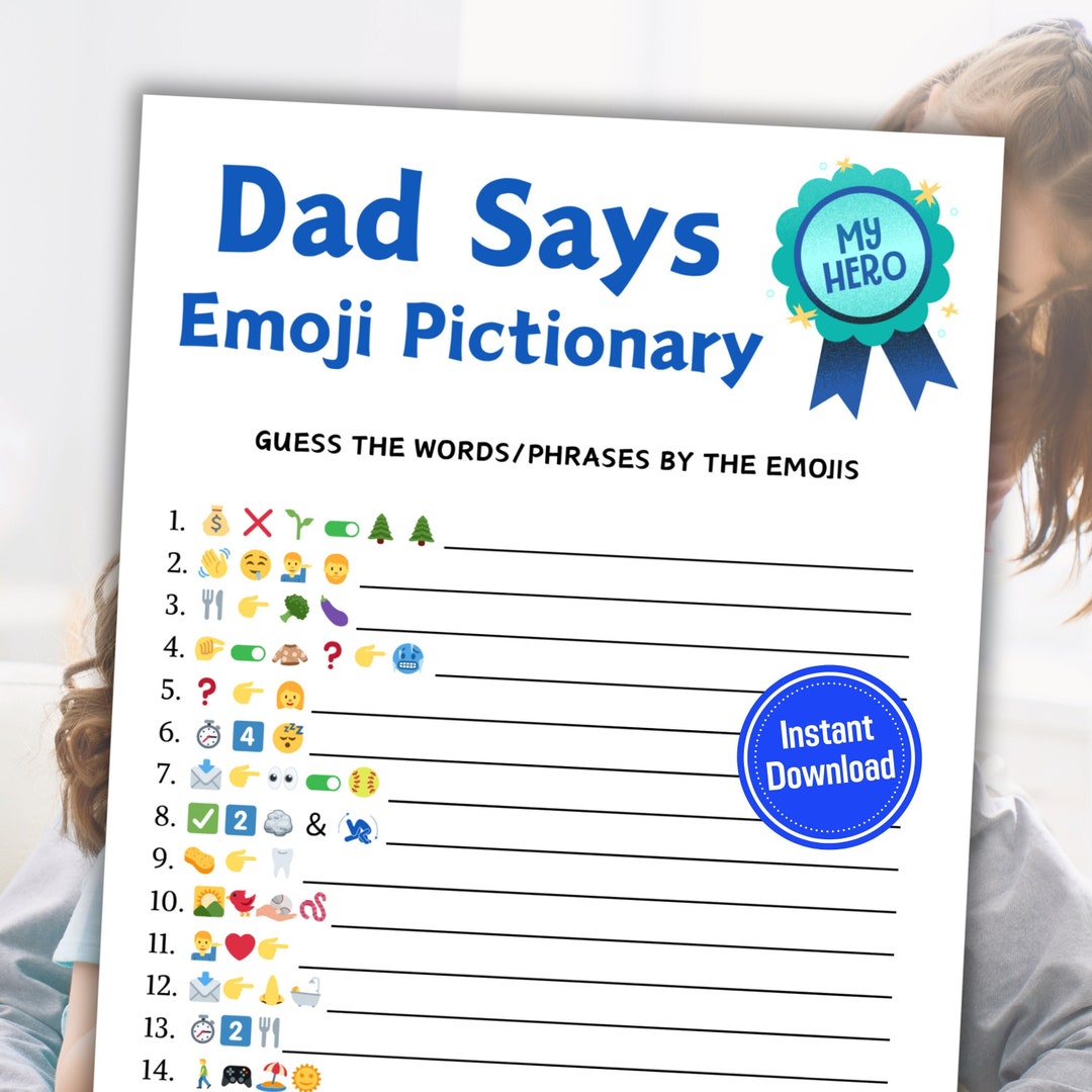 Fathers Day Dad Says Emoji Pictionary Game | Funny Fathers Day Game for ...