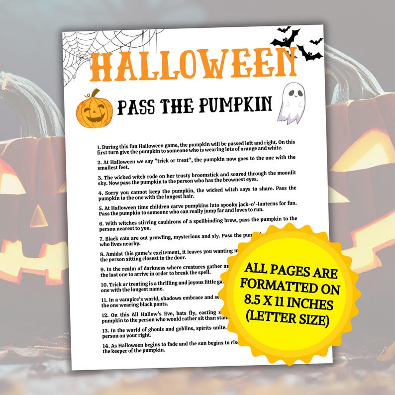 Halloween Pass the Prize Game | Halloween Pass the Poem Game ...