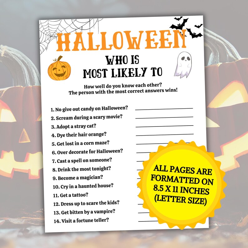 Halloween Who is Most Likely to Game | Halloween Most Likely to Game ...