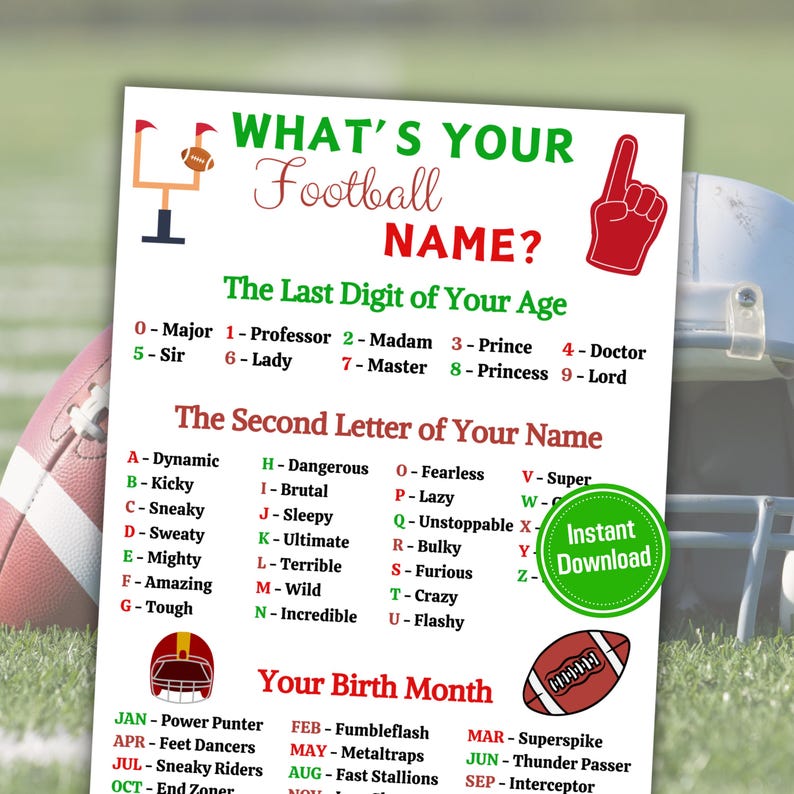 What's Your Football Name Game | American Football Name Generator ...