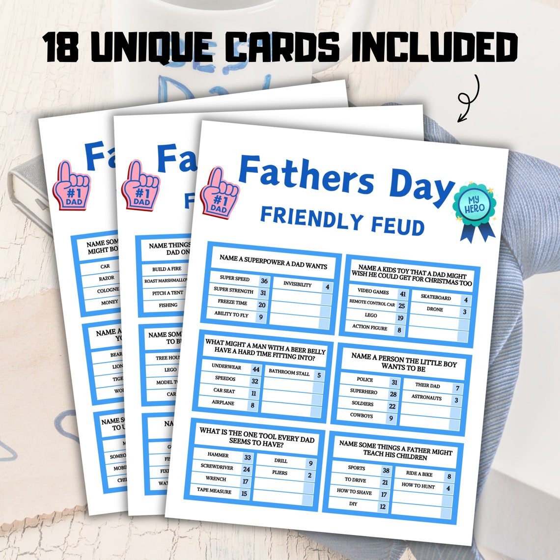 Fathers Day Friendly Feud Game Fathers Day Trivia Quiz Printable Father ...