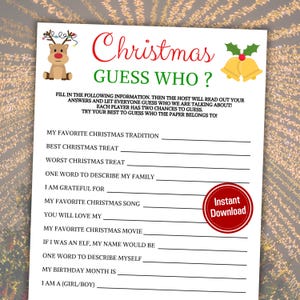 Christmas Guess Who Game | Christmas Who Am I Game | Printable ...