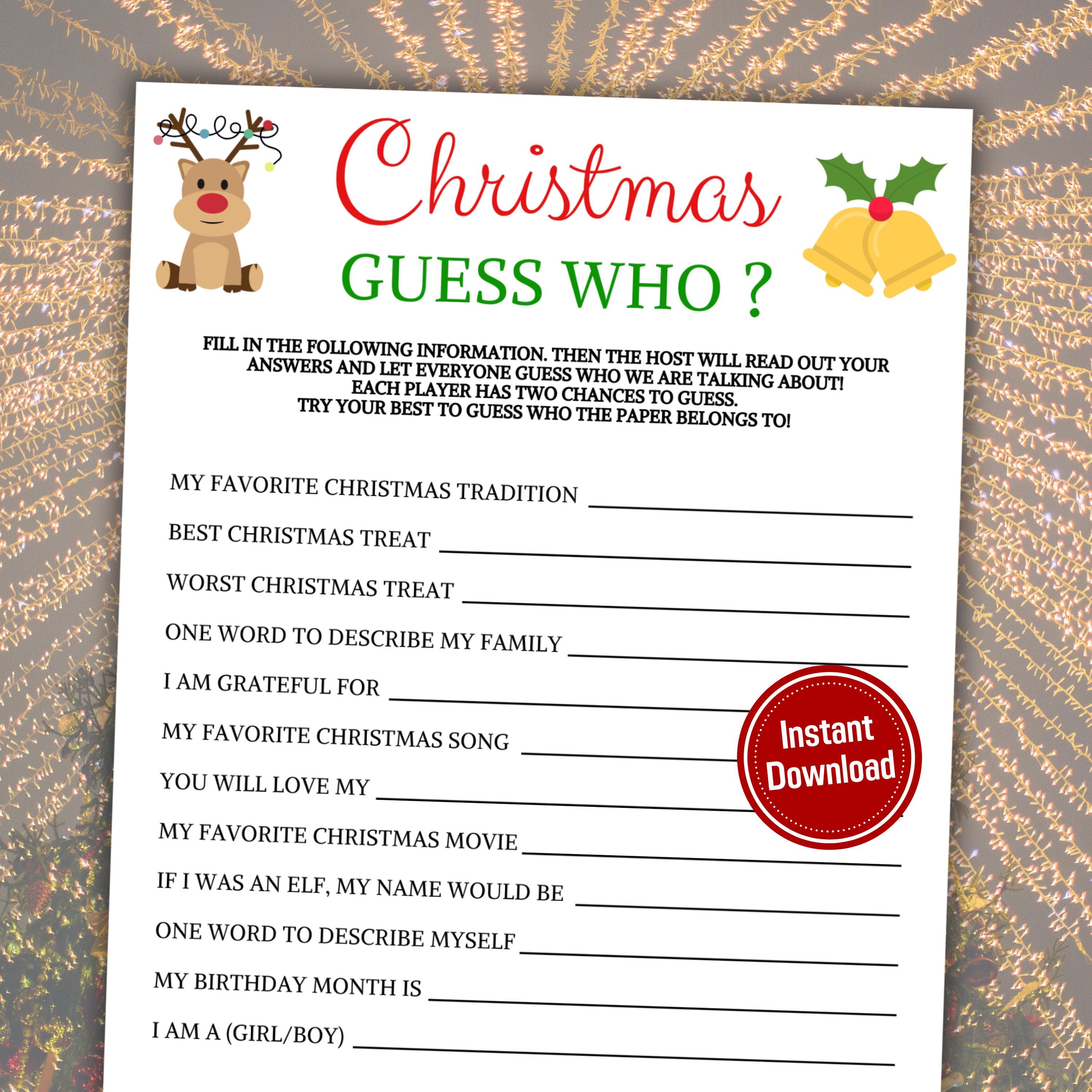 Christmas Guess Who Game | Christmas Who Am I Game | Printable ...