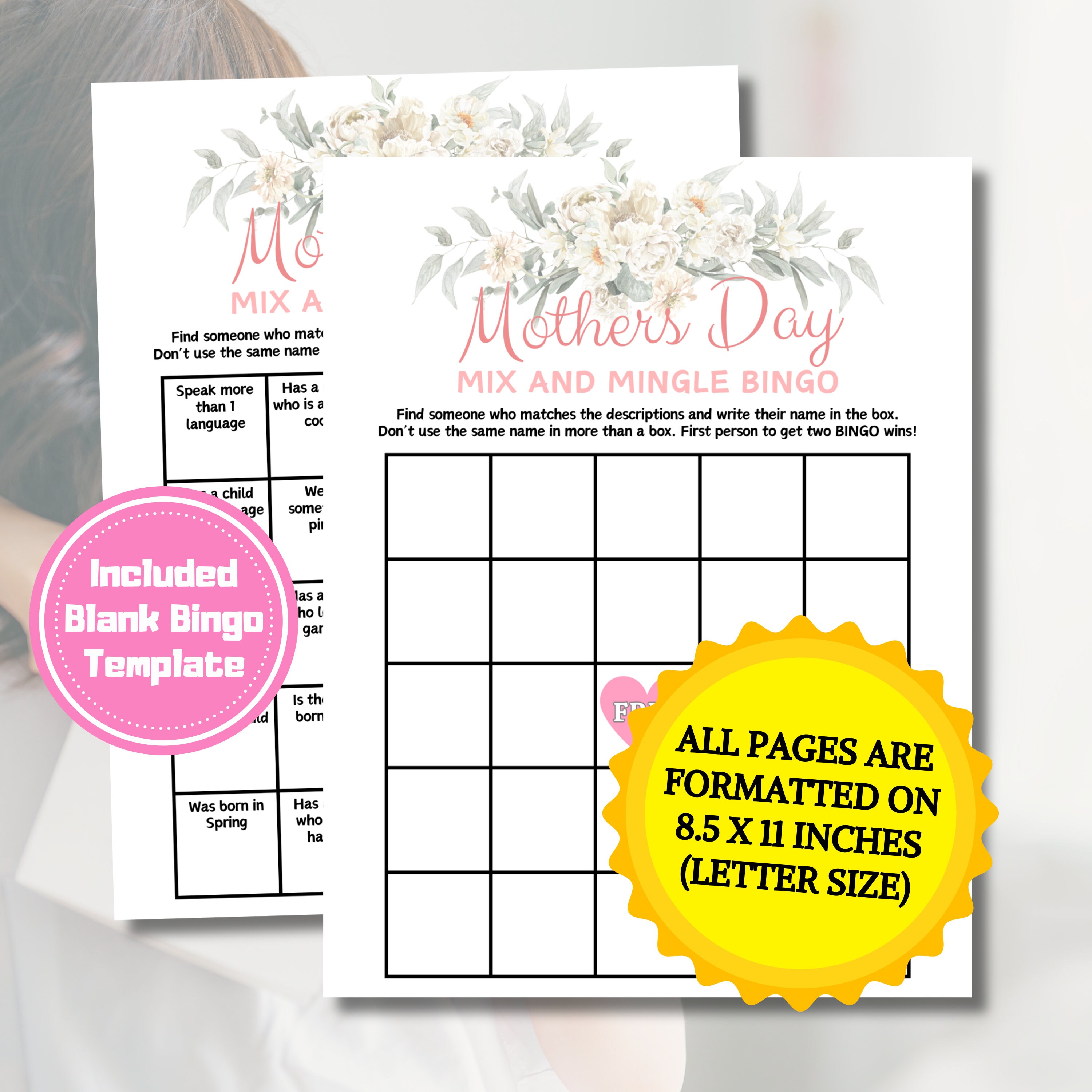 Mothers Day Mix and Mingle Bingo | Mothers Day Find the Guest Bingo ...
