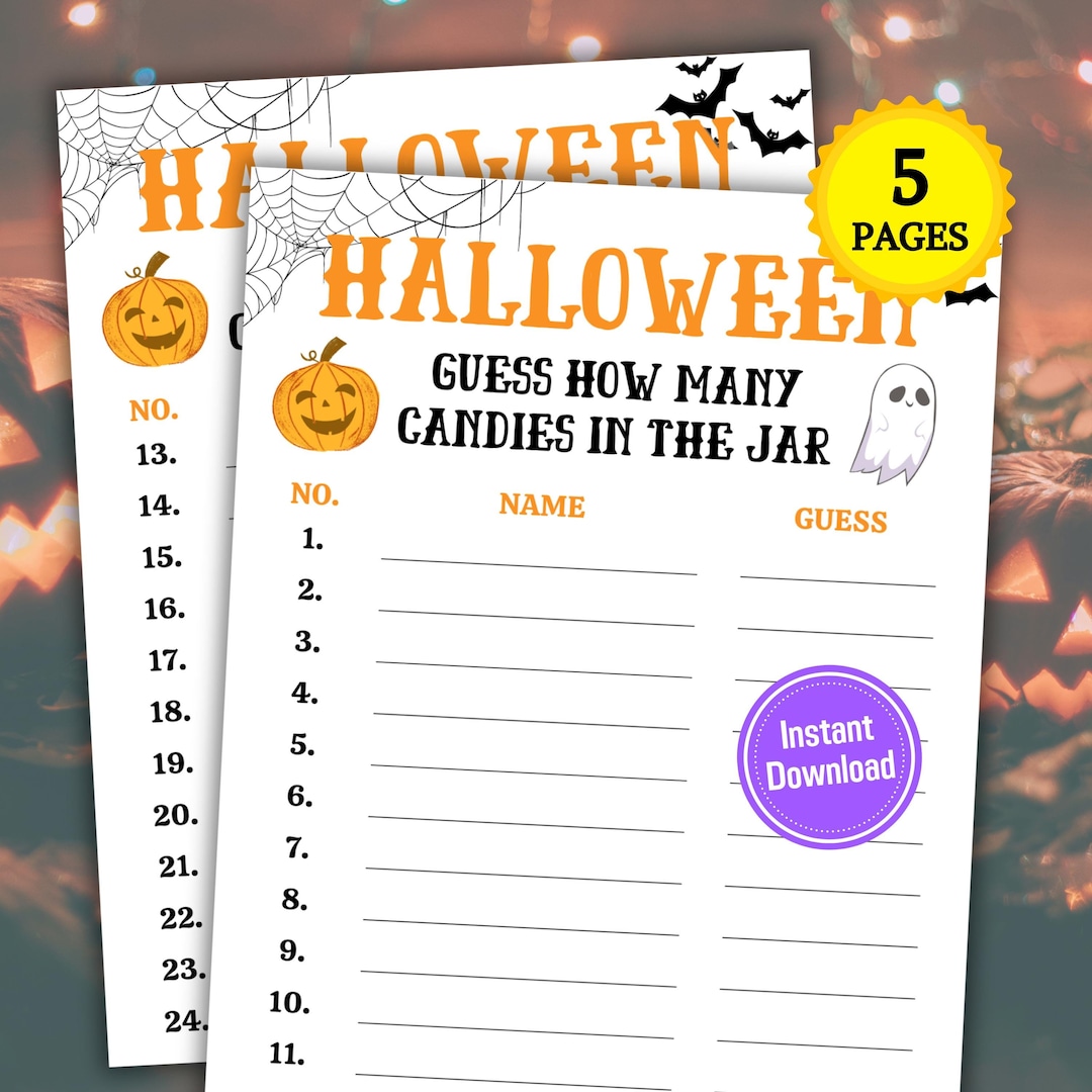 Guess How Many Candies Game | Guess How Many Halloween | Printable ...