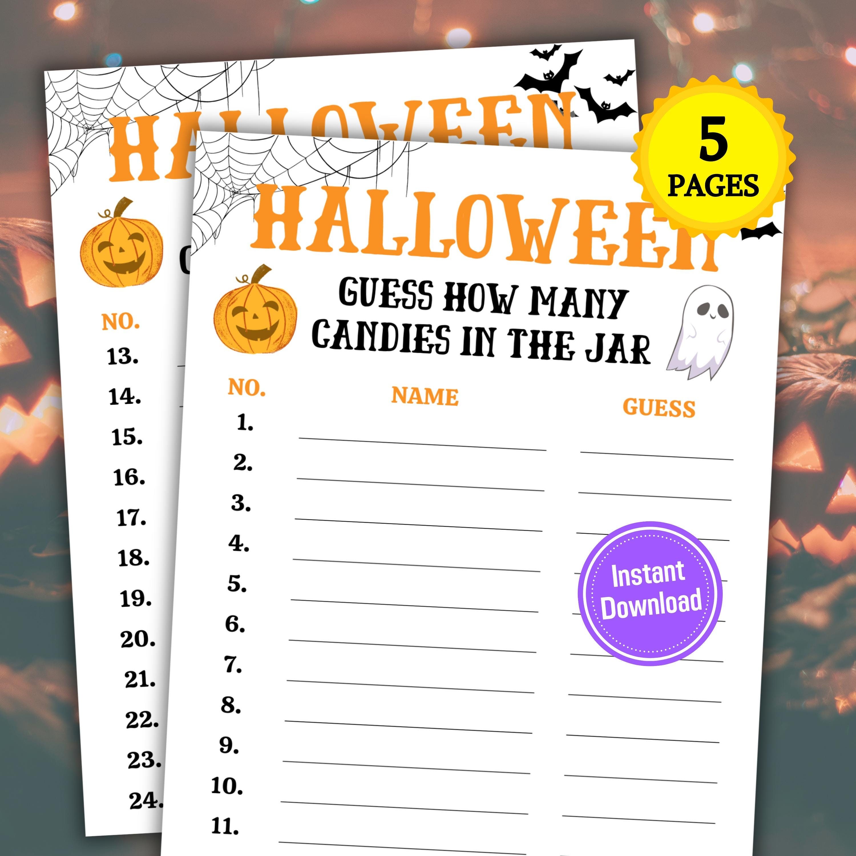Guess How Many Candies Game | Guess How Many Halloween | Printable ...