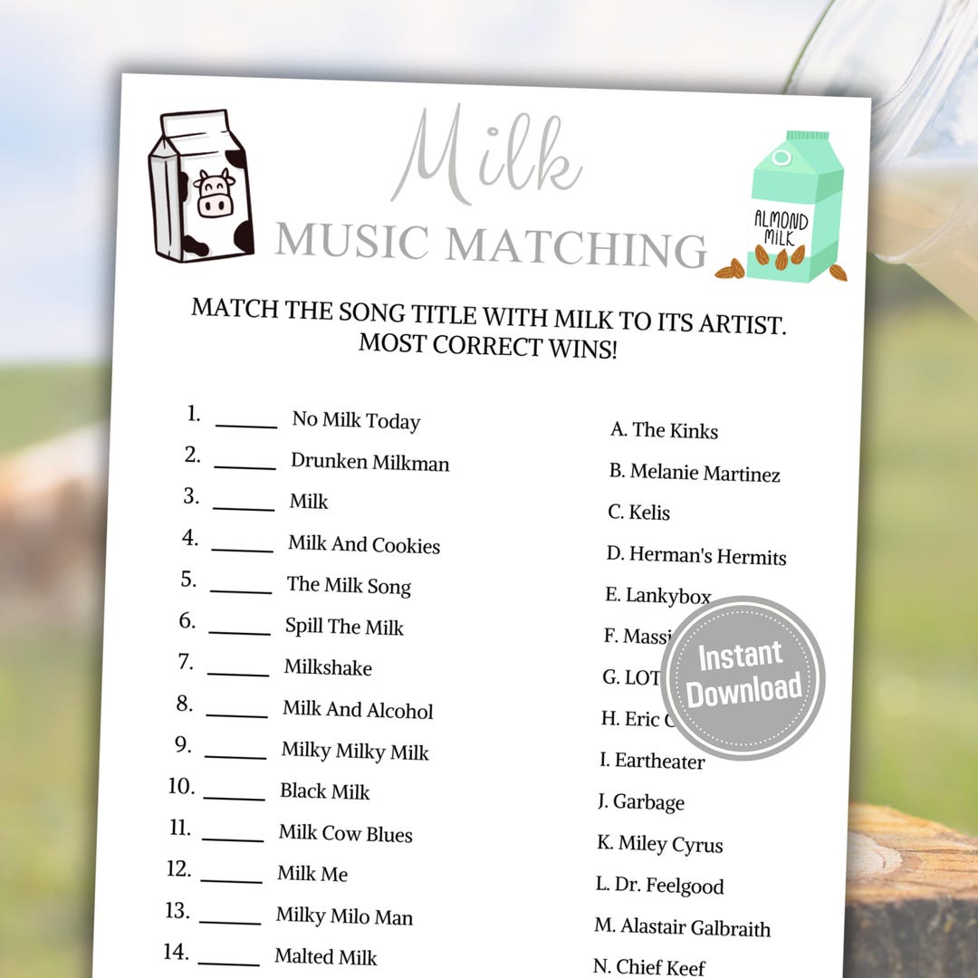 Milk Music Matching Game | Minimalist Match the Song to Its Artist ...
