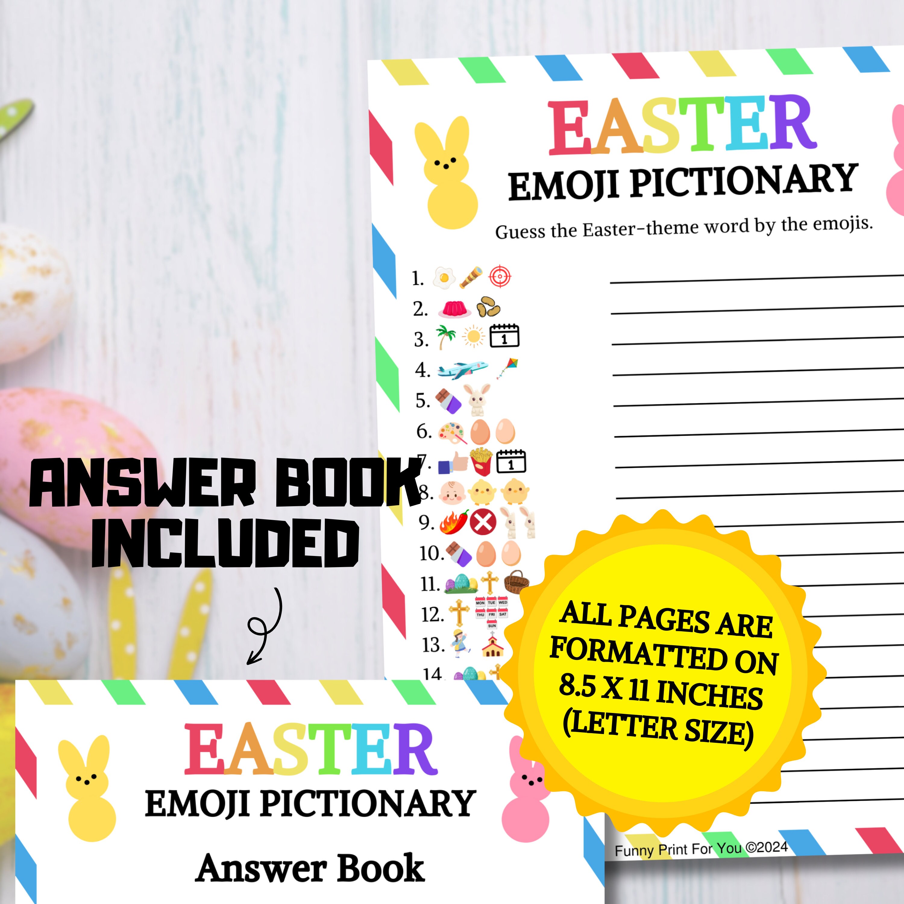 Easter Emoji Pictionary Game Easter Emoji Game Printable Easter ...