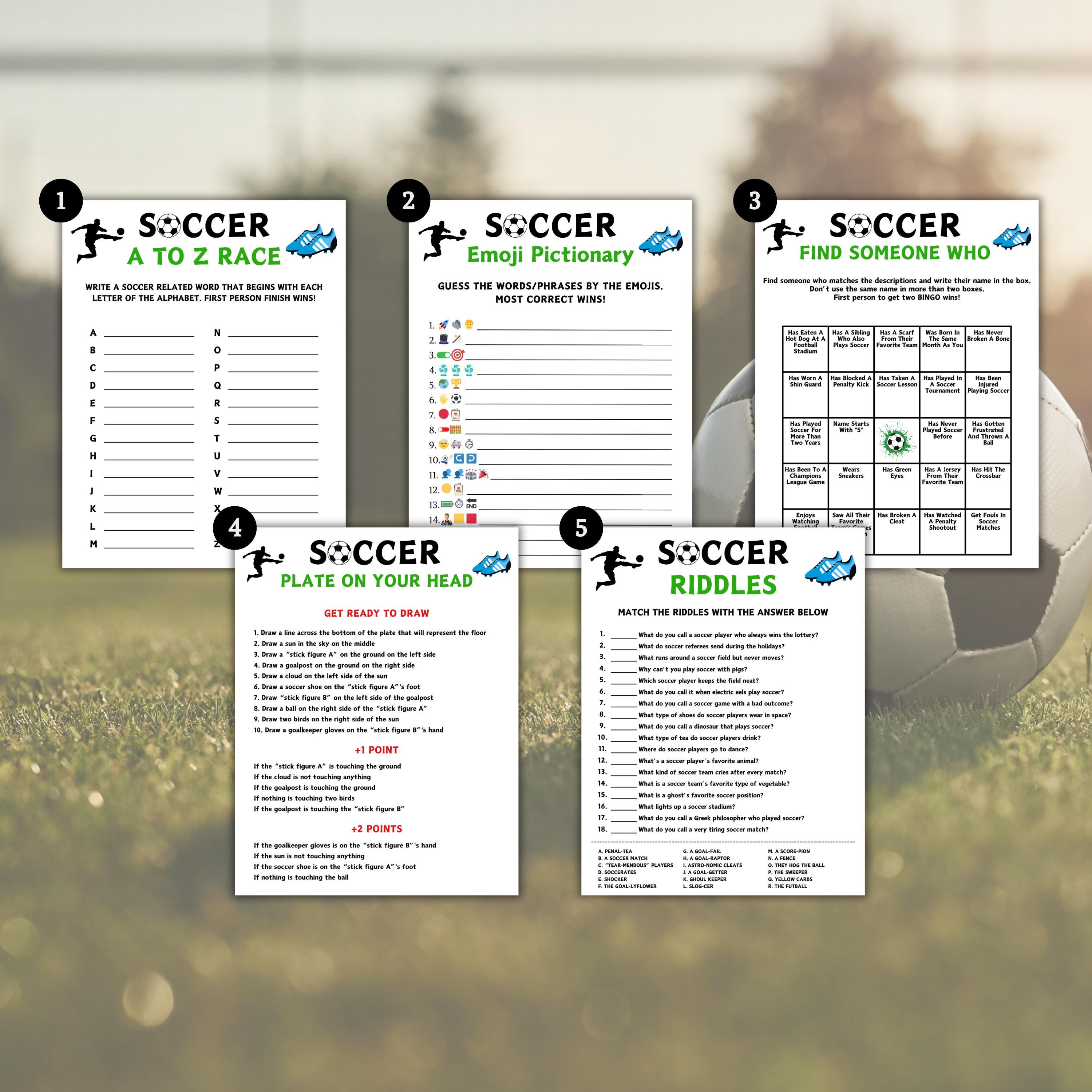 Soccer Games Bundle | Printable Soccer Team Party Game | Soccer ABC ...