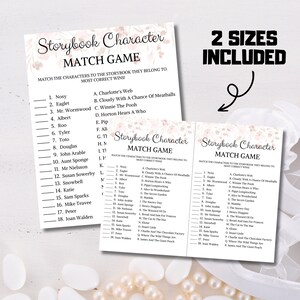 Storybook Character Match Baby Shower Game | Book Themed Baby Shower ...