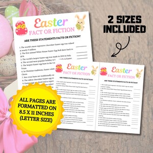 Easter Fact or Fiction Game | Printable Easter Party True or False Quiz ...