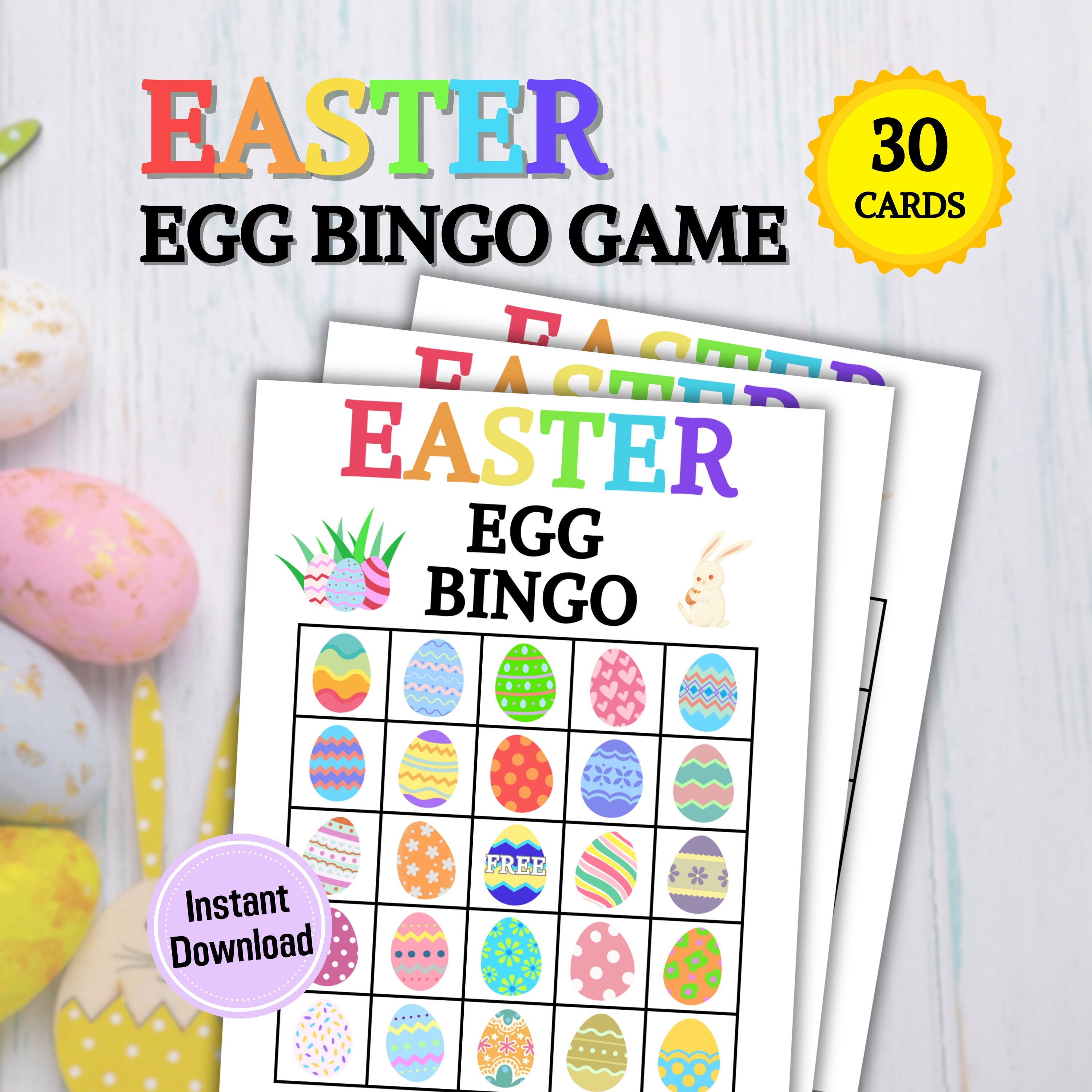 30 Easter Egg Bingo Game Bingo Easter Classroom Activity Easter Bingo ...