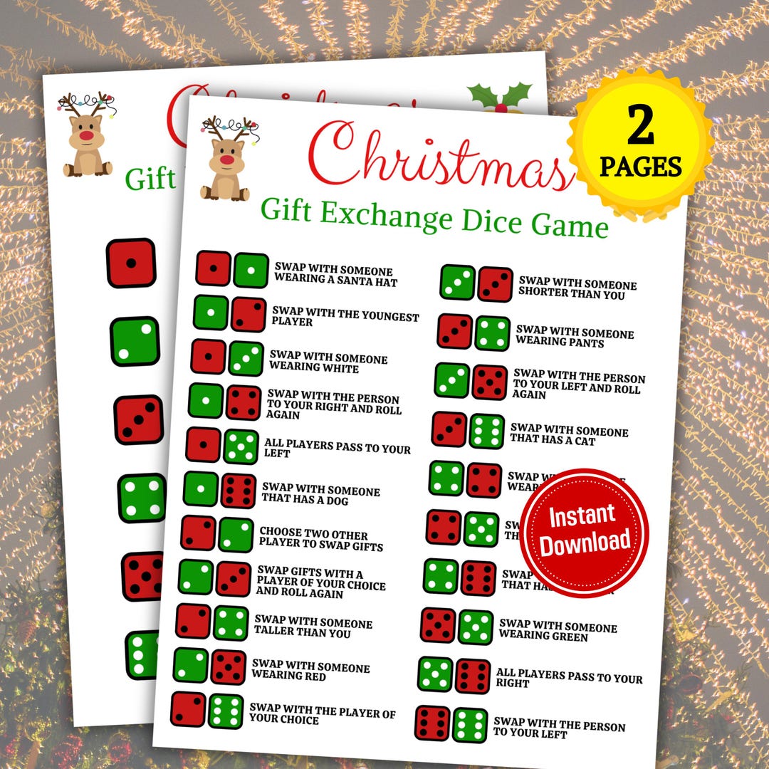 Christmas Gift Exchange Dice Game | Gift Swap Game | Printable ...