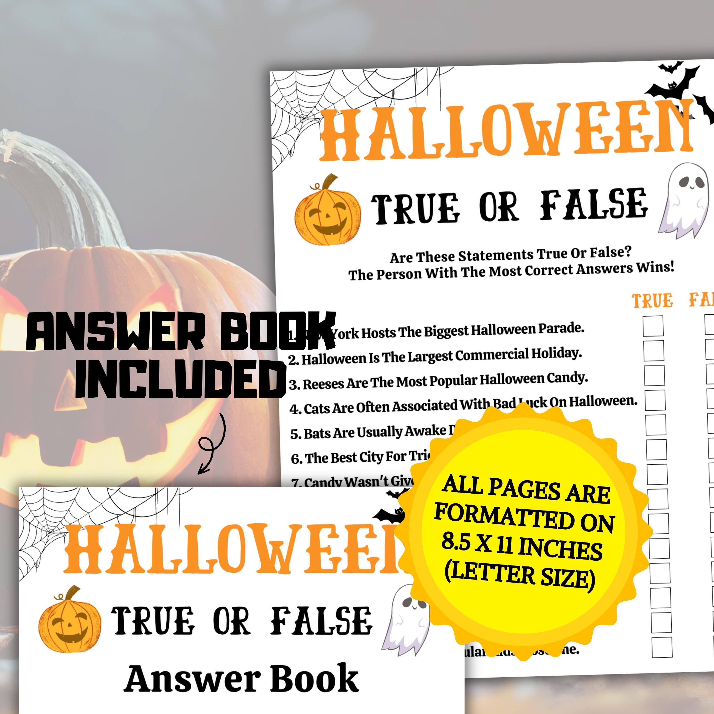 Halloween True or False Game | Printable True or False Quiz | Printable ...