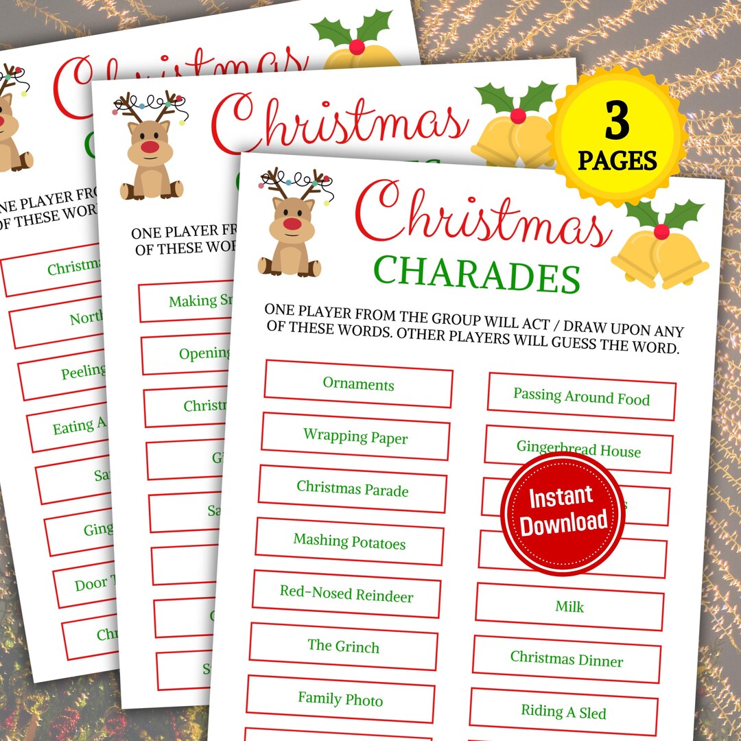 Christmas Charades Game | Christmas Family Game | Printable Christmas ...