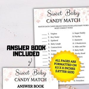 Baby Shower Sweet Baby Candy Match Game | Baby Shower Candy Game ...